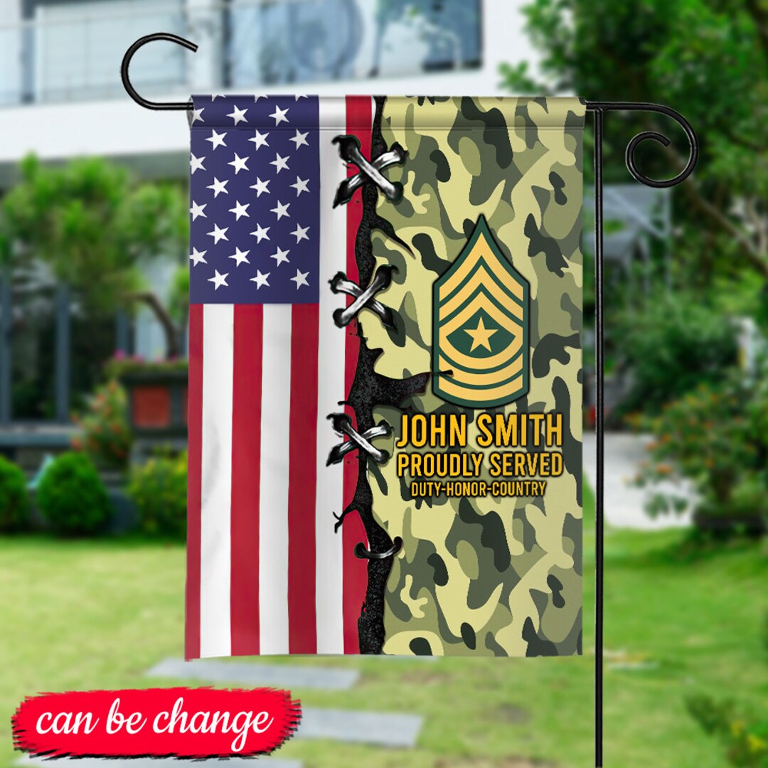 Personalized Veteran Flag, Custom Rank Soldier Flag, Memorial Day Flag ...