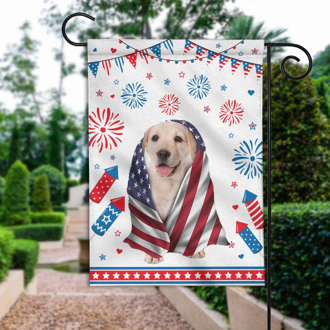 Labrador Retriever Dog 4th July Flag Flag, Labrador Dog Happy ...