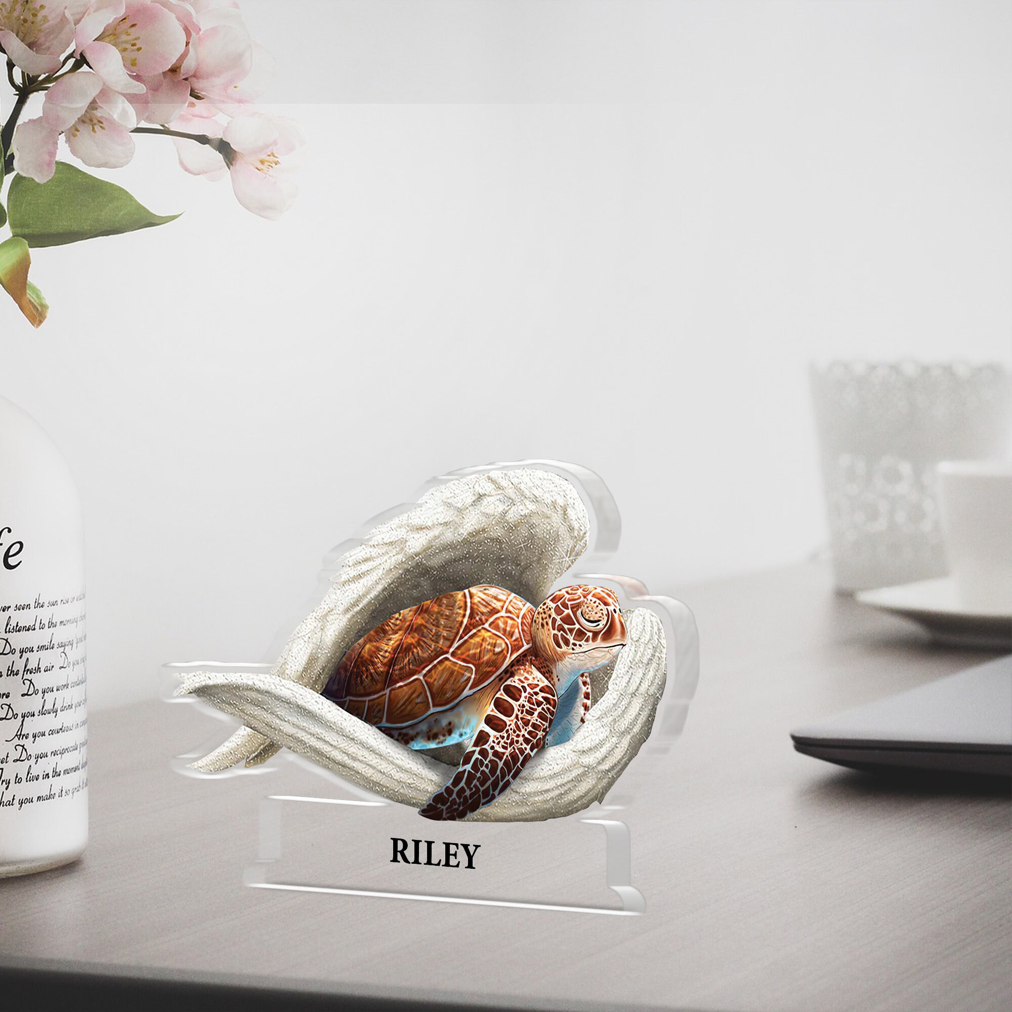 Personalized Turtle Angel Wings Acrylic Plaque, Turtle Acrylic Keepsake ...