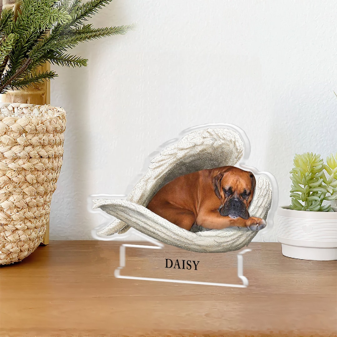 Personalized Boxer Dog Angel Wings Acrylic Plaque, Boxer Dog Acrylic ...