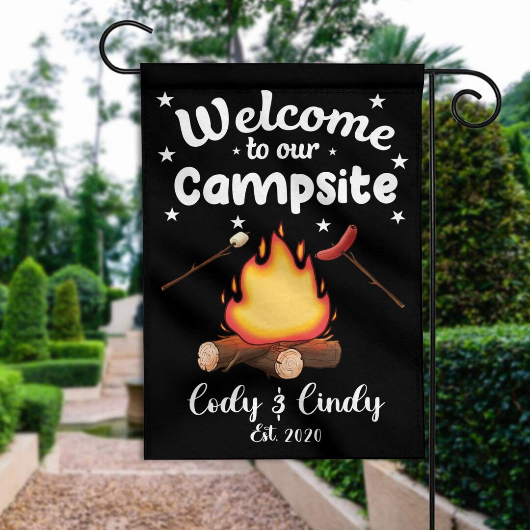 Personalized Welcome to Our Campsite Flag, Custom Camping Flag, Camper ...