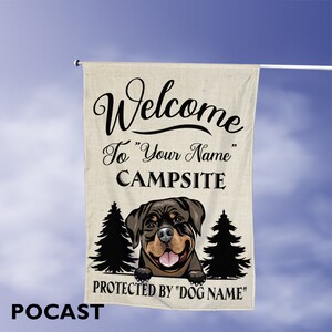 Personalized Dog Flag, Custom Dog Welcome Flag, Welcome to Our Campsite ...