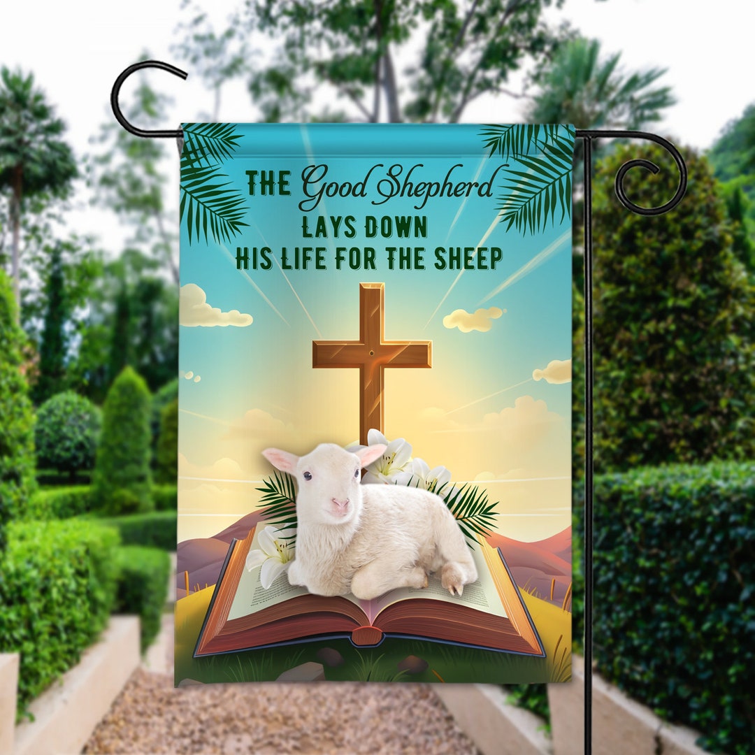 Lamb Happy Easter Flag, the Good Shepherd Lays Down His Life for the ...