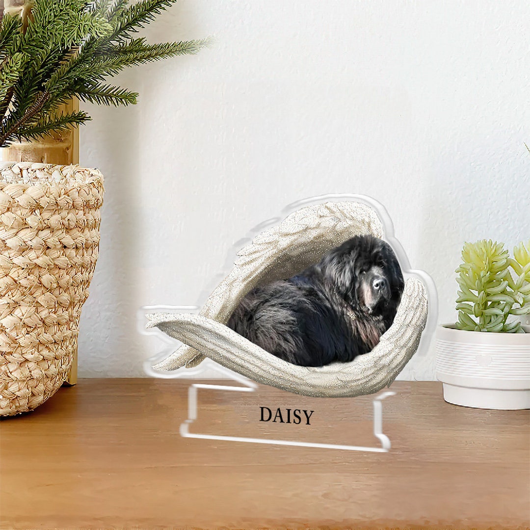 Personalized Newfoundland Dog Angel Wings Acrylic Plaque, Newfoundland ...