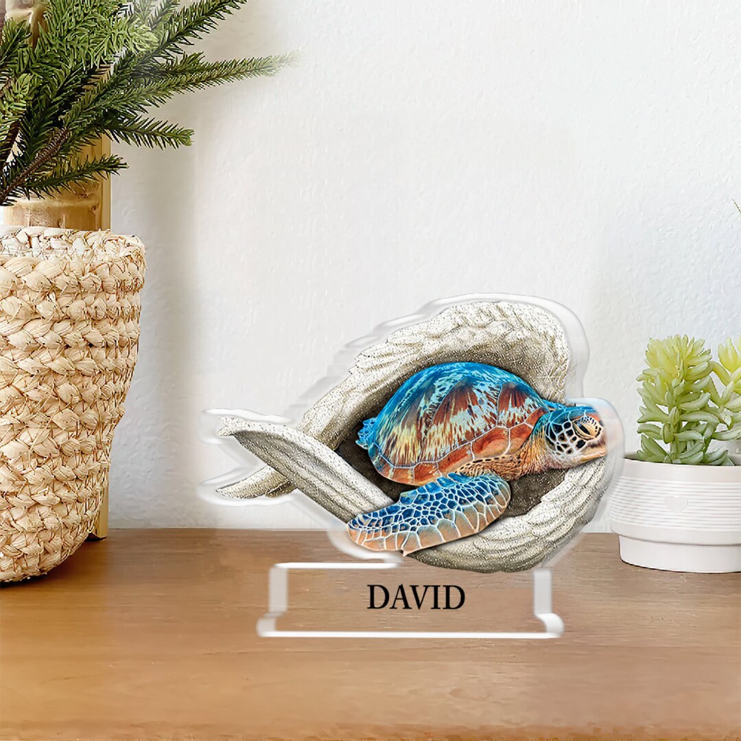 Personalized Turtle Angel Wings Acrylic Plaque, Turtle Acrylic Keepsake ...