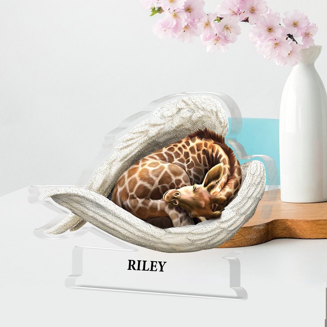 Personalized Giraffe Angel Wings Acrylic Plaque, Giraffe Acrylic ...