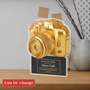 Personalized Camera Golden Trophy Acrylic Plaque, Photographer Award ...