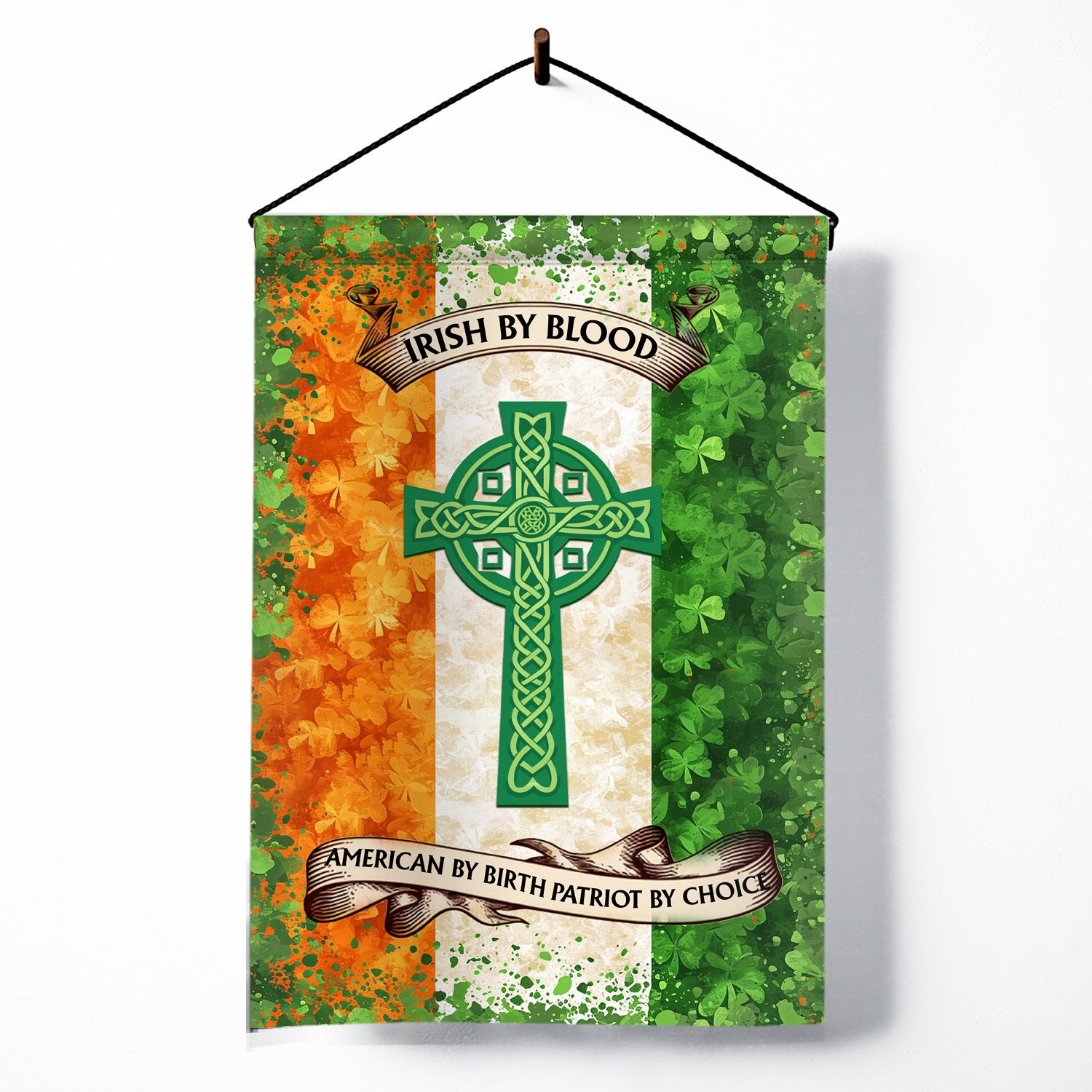 Irish Celtic Cross Saint Patricks Day Flag Irish By Blood American By ...