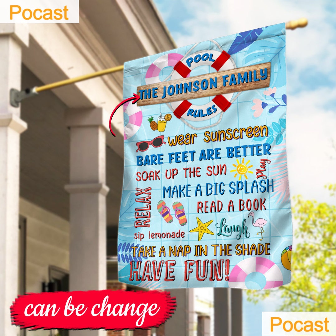 Personalized Swimming Pool Flag, Summer Flag, Pool Decor, Custom Name ...