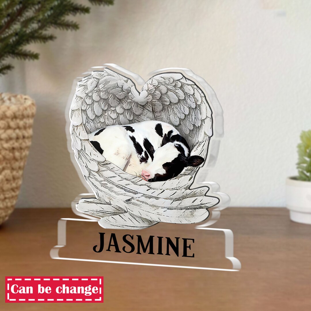 Personalized Cow Angel Wings Acrylic Plaque, Love Cow Acrylic Keepsake ...