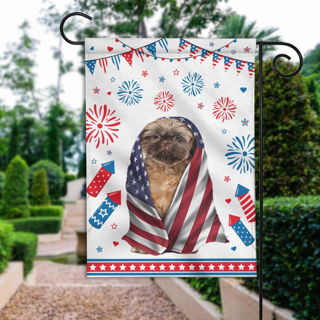 Shih Tzu Dog 4th July Flag Flag, Shih Tzu Dog Happy Independence Day ...