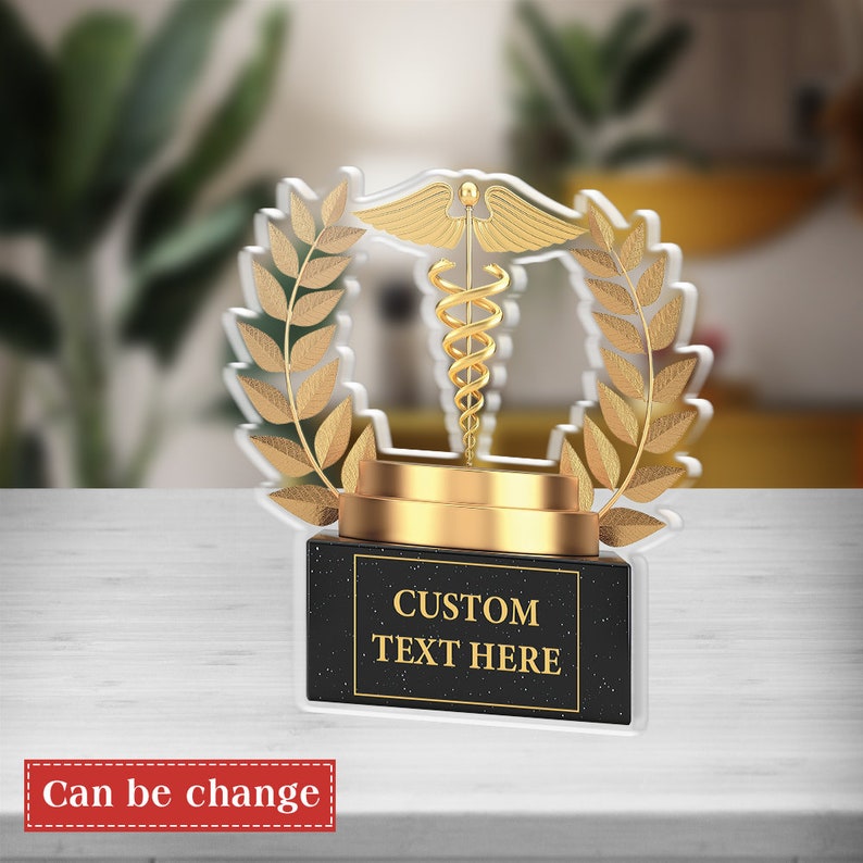 Personalized Golden Medical Caduceus Symbol Trophy Acrylic - Etsy