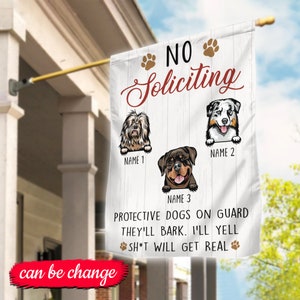 Personalized Dog Flag, Custom Dog Welcome Flag, Funny No Soliciting ...