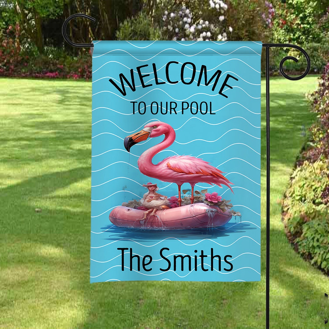 Personalized Welcome to Our Pool Flag, Pool House Flag, Pool Garden ...