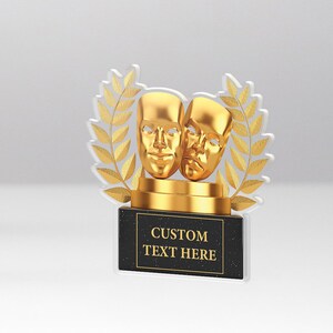 Personalized Golden Smiling Comedy and Sad Drama Grotesque Theatre Mask ...