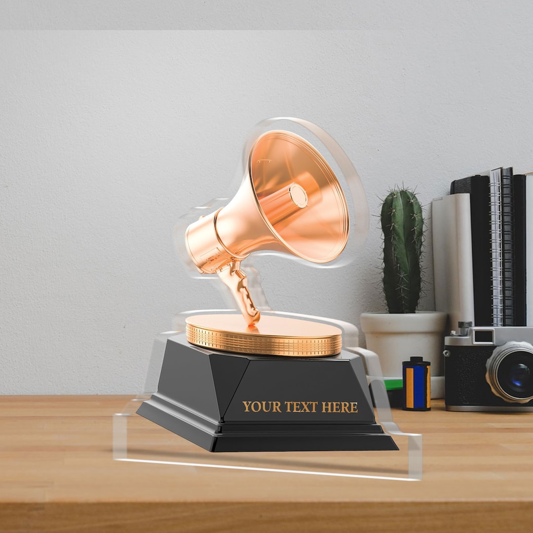 Personalized Megaphone Golden Award Acrylic Plaque, Megaphone Acrylic ...
