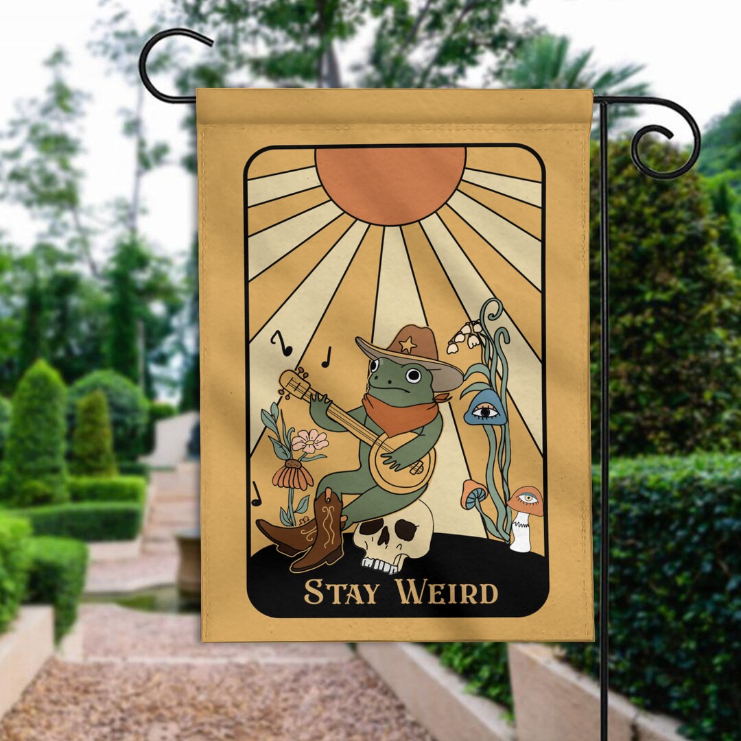 Retro Frog Stay Weird Flag, Retro Frog Flag, Funny Frog Flag, Retro ...
