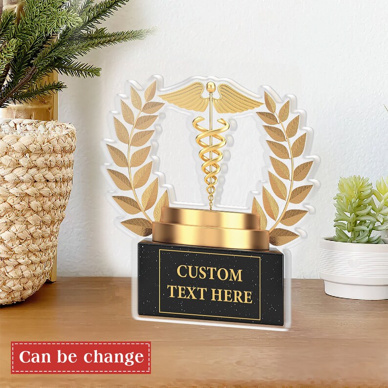 Personalized Golden Medical Caduceus Symbol Trophy Acrylic - Etsy