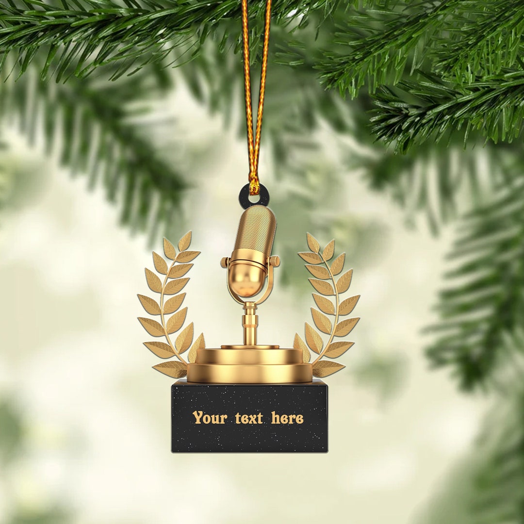 Personalized Golden Microphone Trophy Ornament,microphone Hanging ...