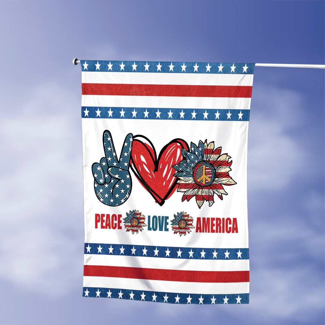 Peace Love American Hippie Sign Garden Flag, Hippie Style Garden Décor ...