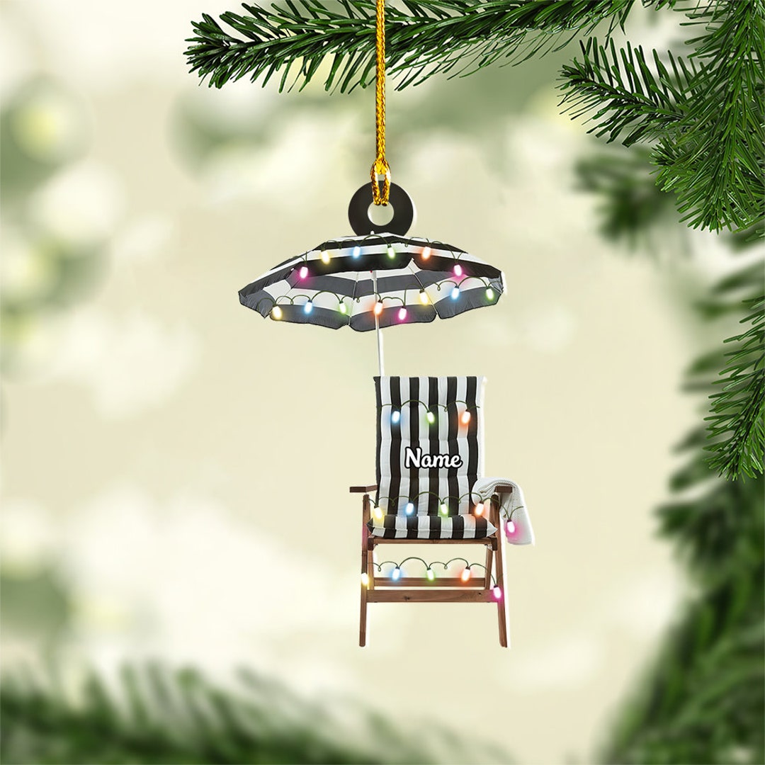 Beach Chair Christmas Light Ornament, Christmas Tree Decor, Loved Beach ...