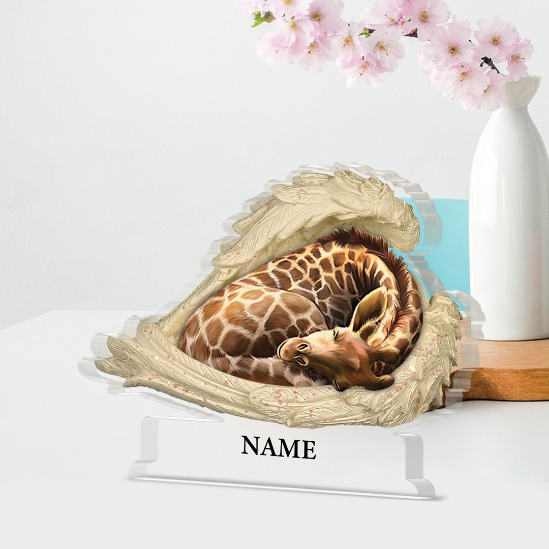 Personalized Giraffe Angel Wings Acrylic Plaque, Giraffe Acrylic ...