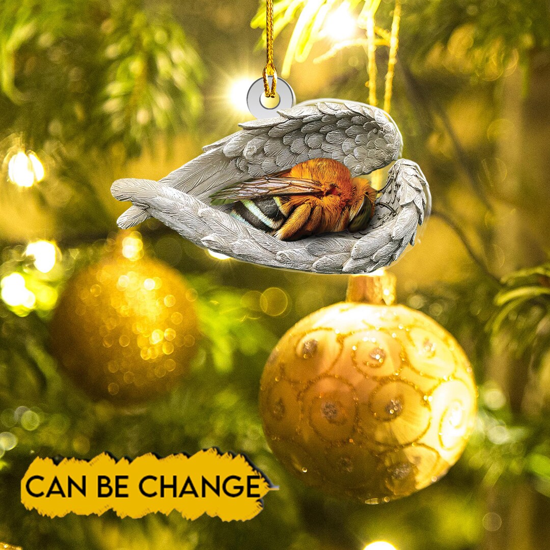 Bee Angel Wings Car Ornament, Bee Christmas Ornament, Bee Sleeping ...
