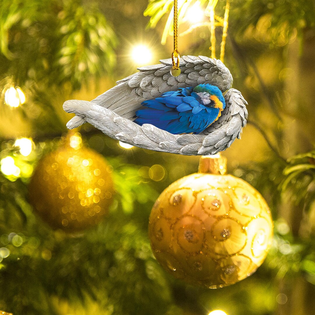 Blue Gold Macaw Angel Wings Car Ornament, Blue Gold Macaw Christmas ...