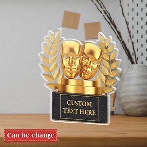 Personalized Golden Smiling Comedy and Sad Drama Grotesque Theatre Mask ...