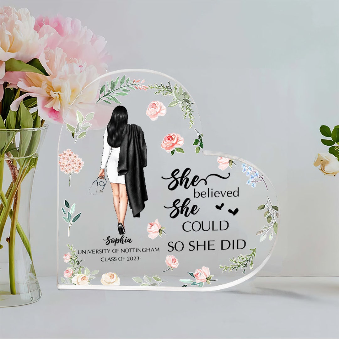 Personalized She Believe She Could so She Did Heart Shape Acrylic ...