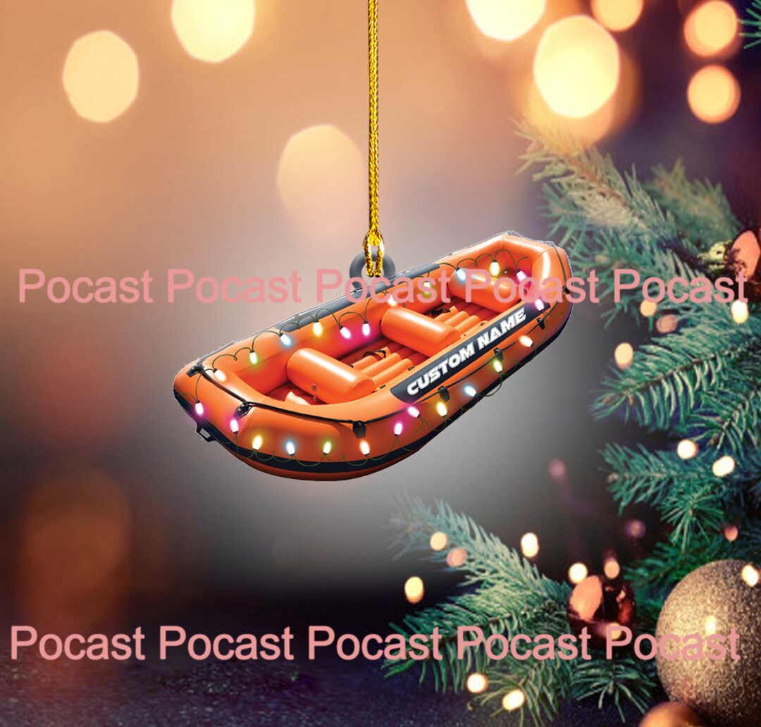 Boat Rafting Whitewater Ornament, Personalized Inflatable Boat ...