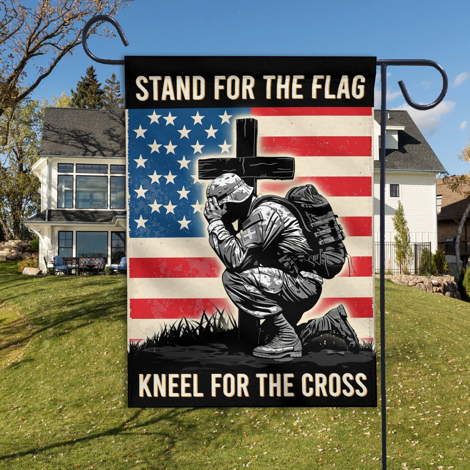 Veteran Stand for the Flag Kneel for the Cross Flag, Memorial Day Flag ...