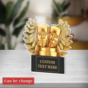 Personalized Golden Smiling Comedy and Sad Drama Grotesque Theatre Mask ...