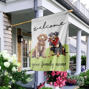 Personalized Dog Flag, Custom Preppy Dog Welcome Flag, Welcome to the ...