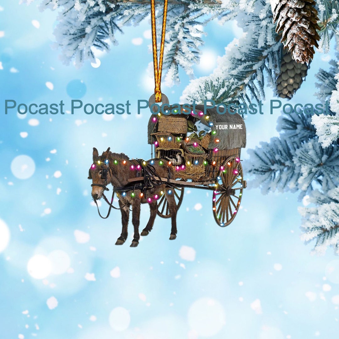 Mule Horse Harnesses Horse and Buggy Carriage Christmas Ornament, Mule ...