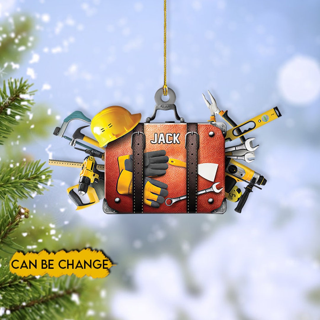 Personalized Construction Tools and Helmet Christmas Light Ornament ...