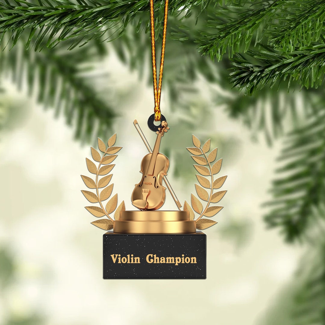 Personalized Golden Classic Violin Trophy Ornament,violin Hanging ...