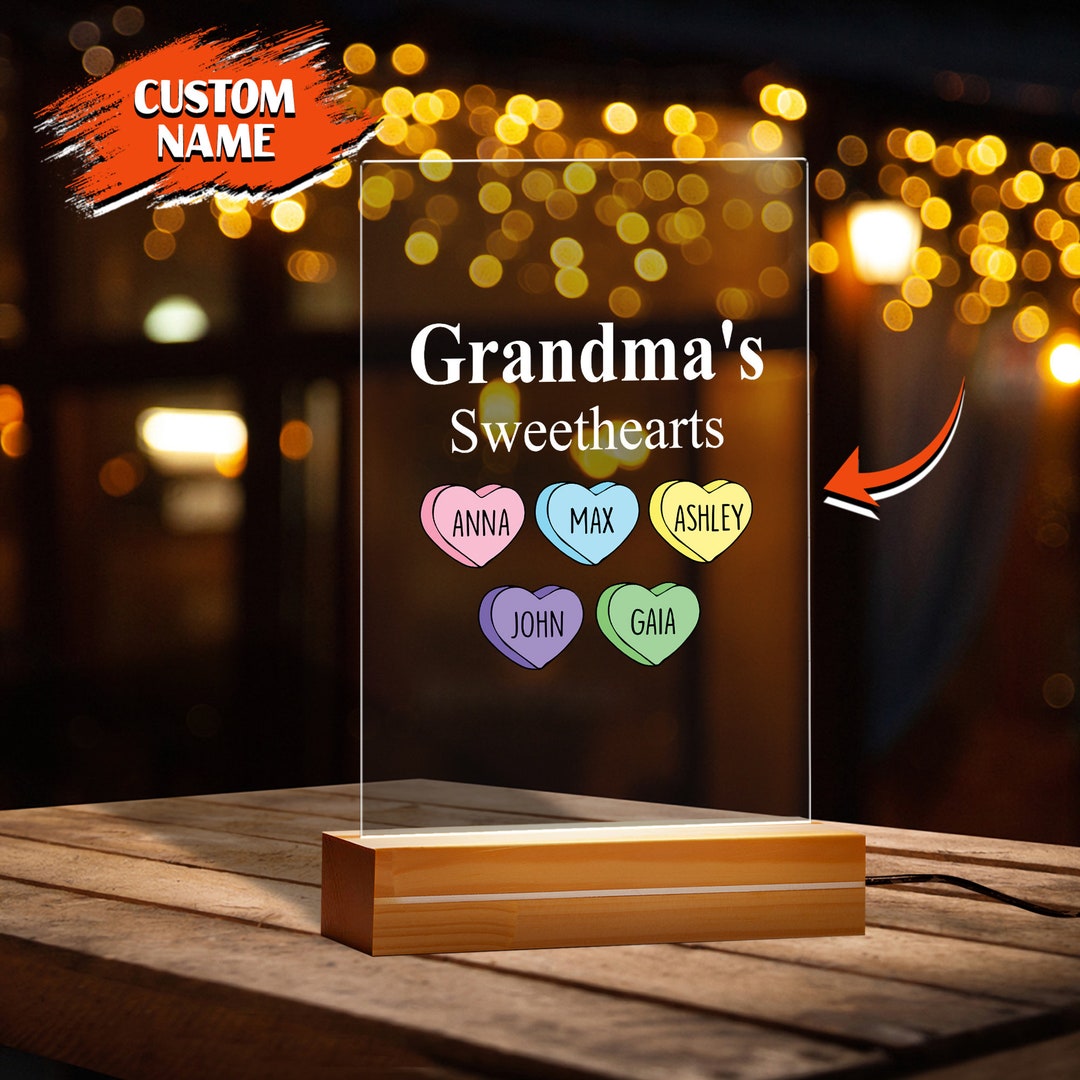 Personalized Grandma Night Light, Grandma Lamp, Mother's Day Heart ...