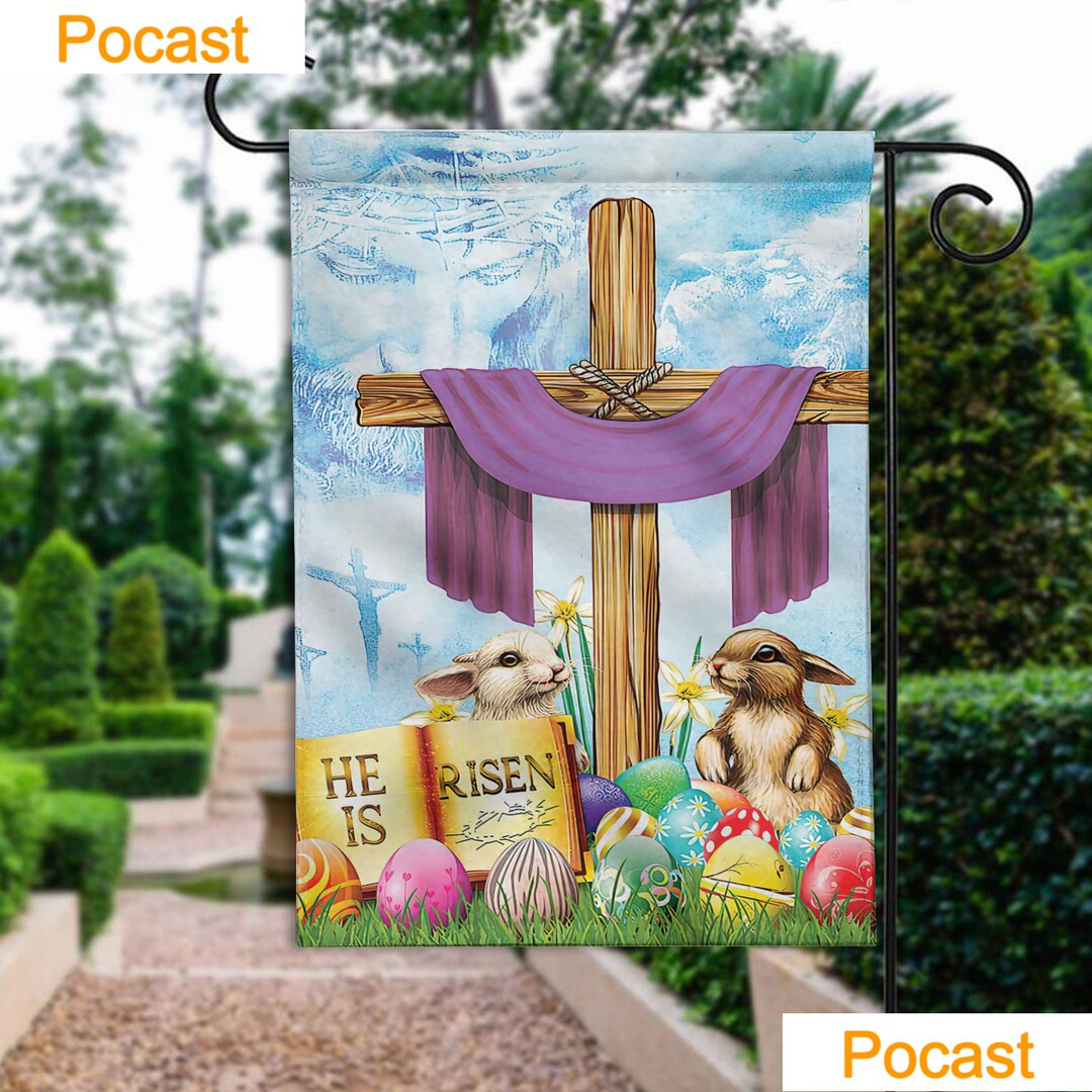 Easter Flag, Happy Easter He is Risen Flag, Happy Easter Day Flag ...