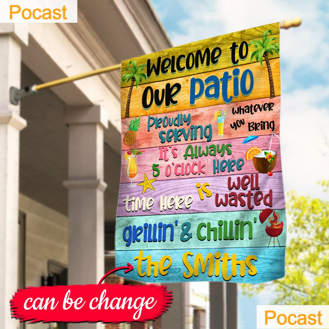 Personalized Welcome to Our Patio Double Sign Garden Flag Patio Welcome ...