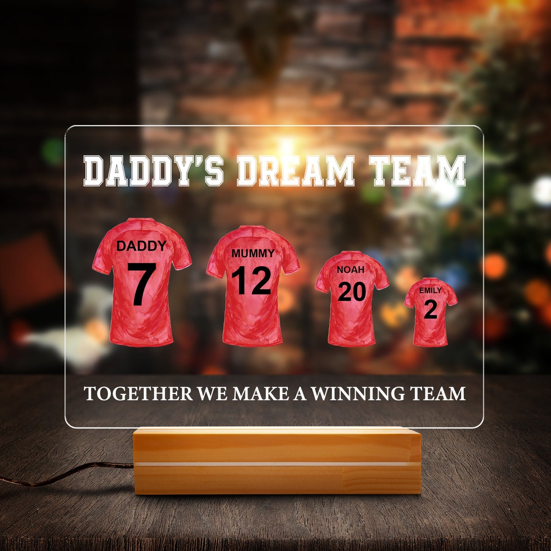 Personalized Fathers Day Football Team Print Night Light, Gift for Dad ...