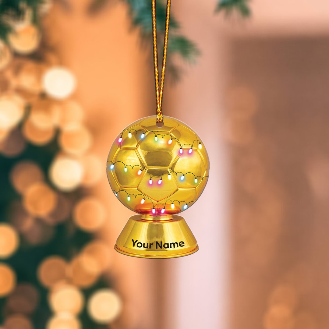 Golden Soccer Ball Christmas Light Ornament, Christmas Tree Decor ...