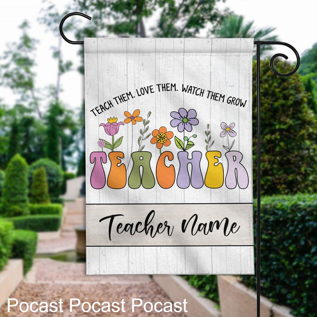 Teacher Back to School Flag, Love Teacher Flag, Welcome to School Flag ...