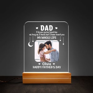 Personalized Photo Father's Day Night Light, Custom Love You Dad Night ...