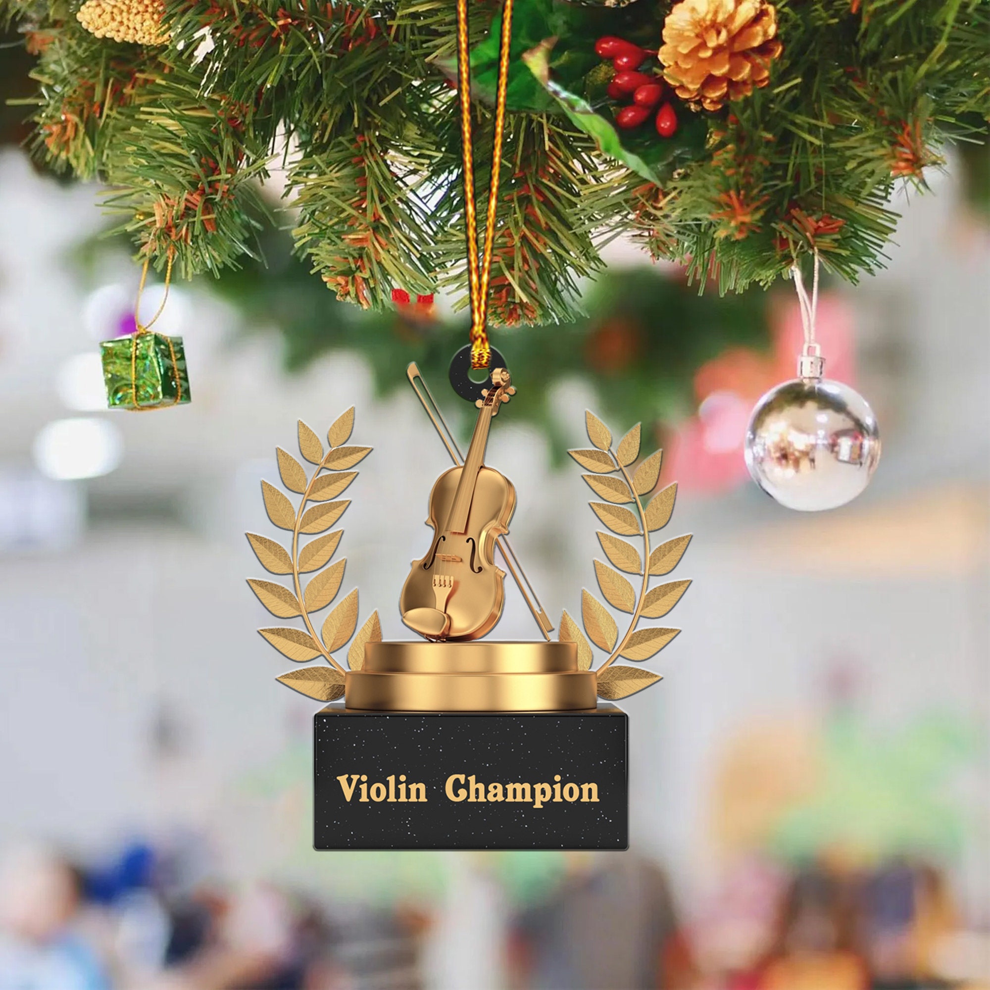 Personalized Golden Classic Violin Trophy Ornamentviolin - Etsy