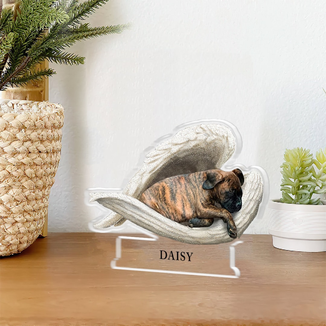Personalized Boxer Dog Angel Wings Acrylic Plaque, Boxer Dog Acrylic ...