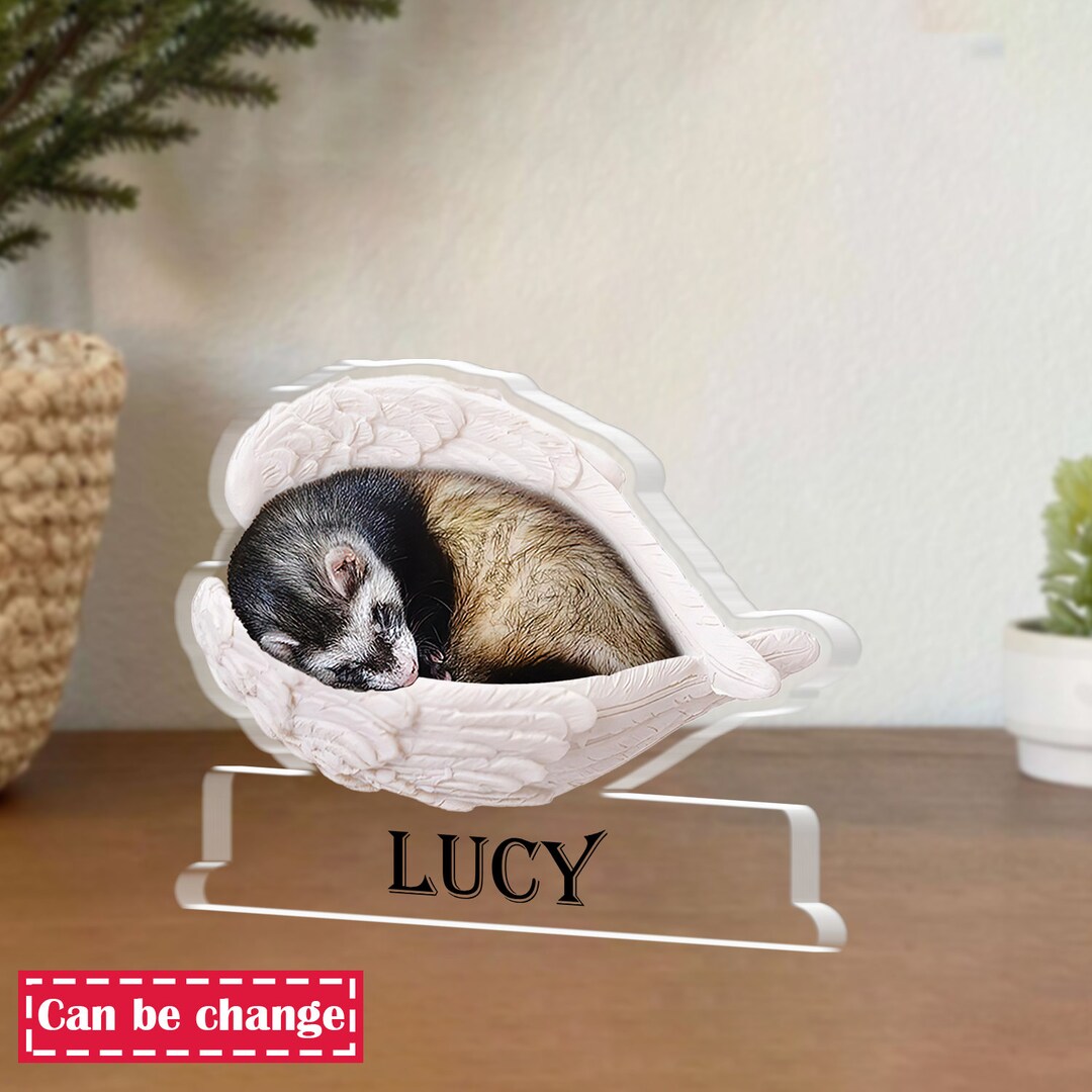 Personalized Ferret Angel Wings Acrylic Plaque, Love Ferret Acrylic ...