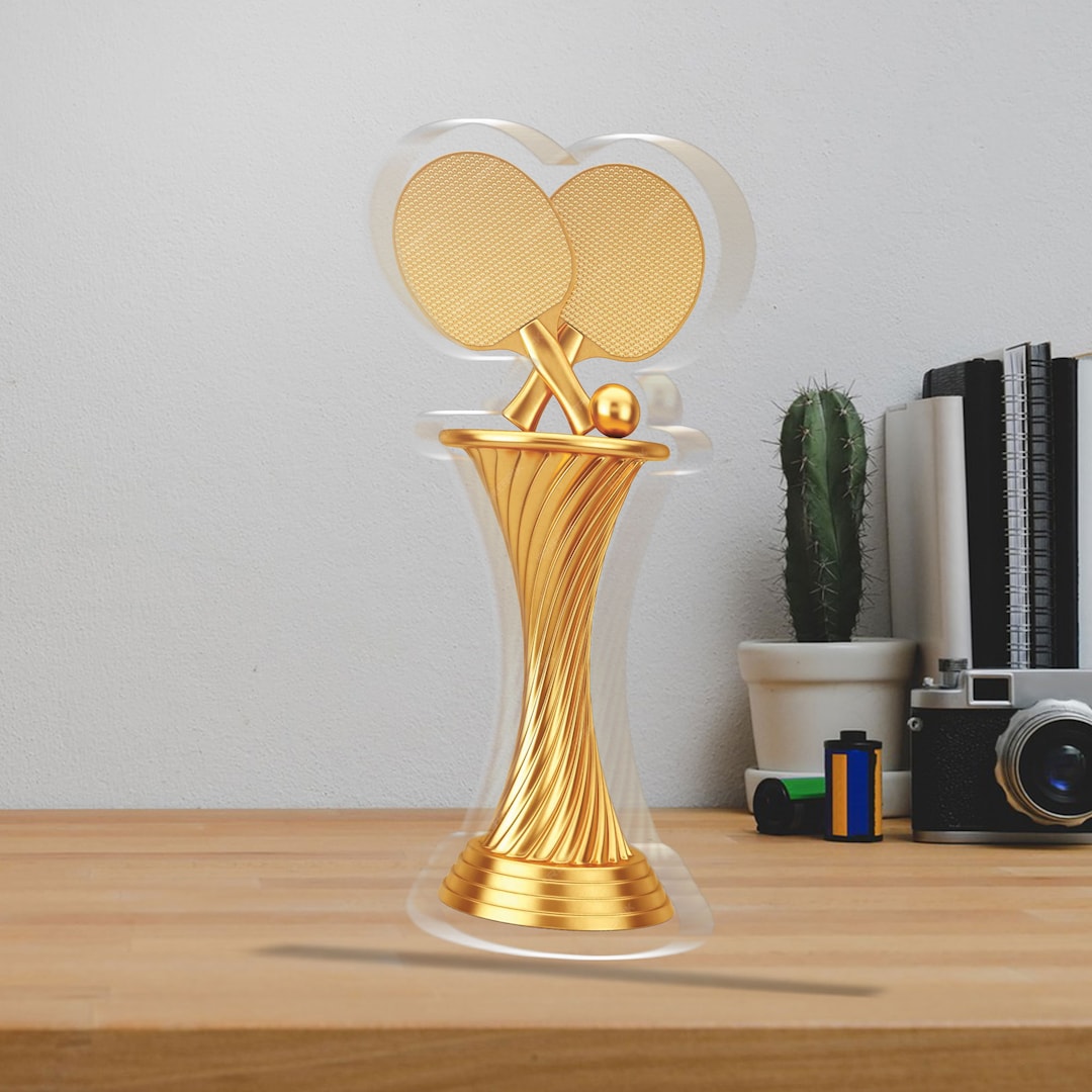 Personalized Golden Tennis Rackets Ball Trophy Acrylic Plaque, Love ...