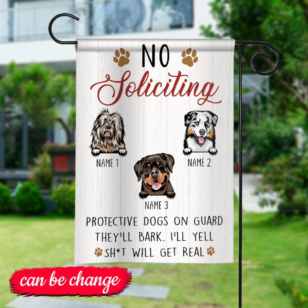 Personalized Dog Flag, Custom Dog Welcome Flag, Funny No Soliciting ...