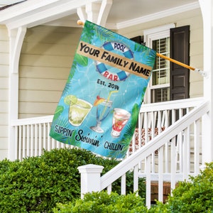 Personalized Swimming Pool Flag, Custom Pool Bar Flag, Sipping Swimming ...